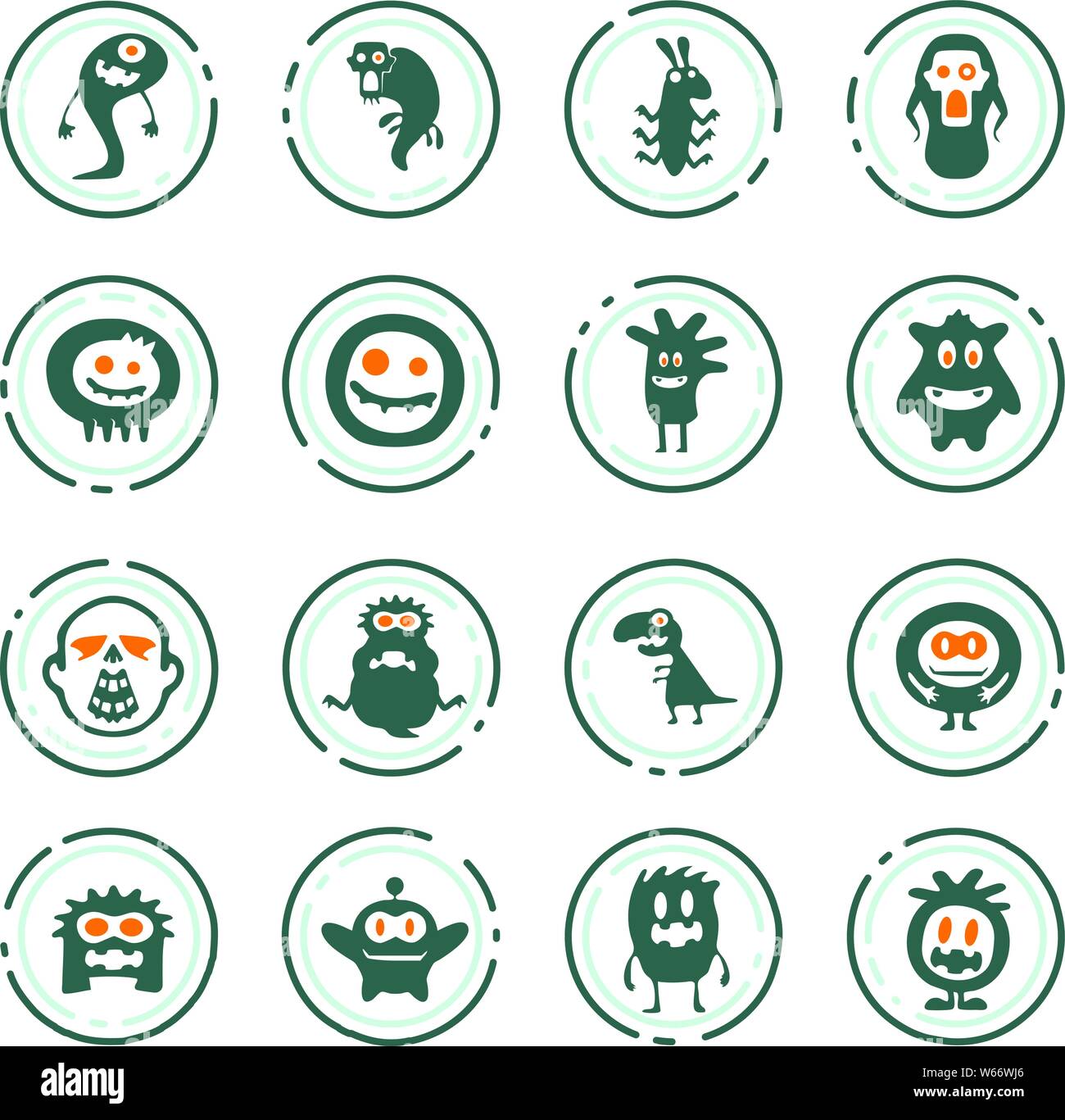 Monster color vector icons for user interface design Stock Vector Image ...