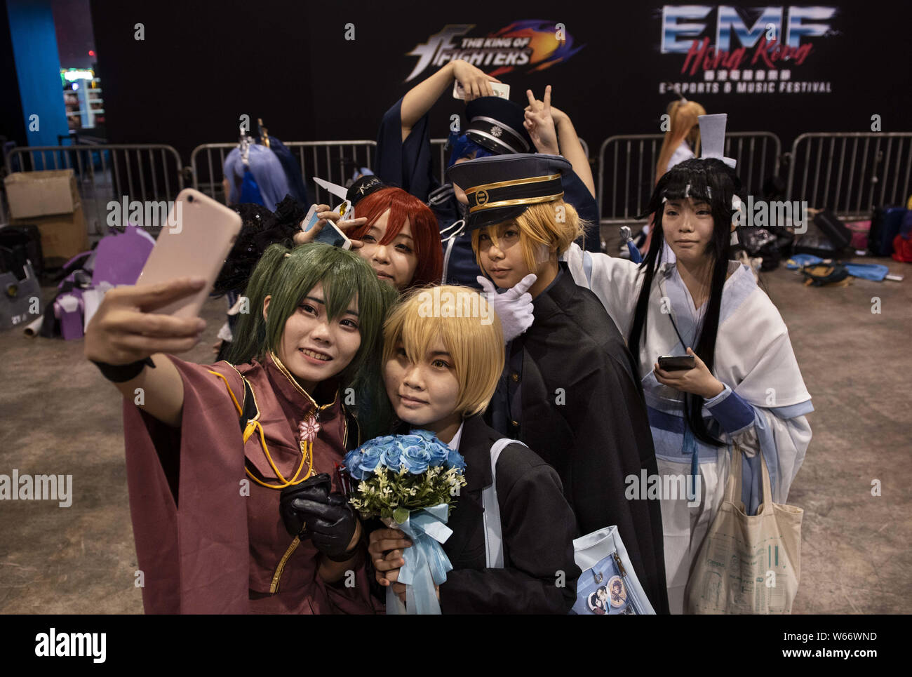 July 28, 2019, Hong Kong, China: A cosplayer in character take a selfie ...