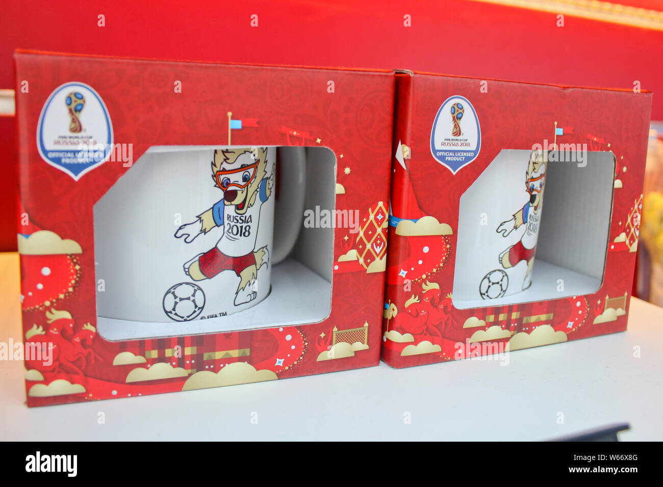 World Cup branded souvenirs are for sale at the 2018 FIFA World Cup ...
