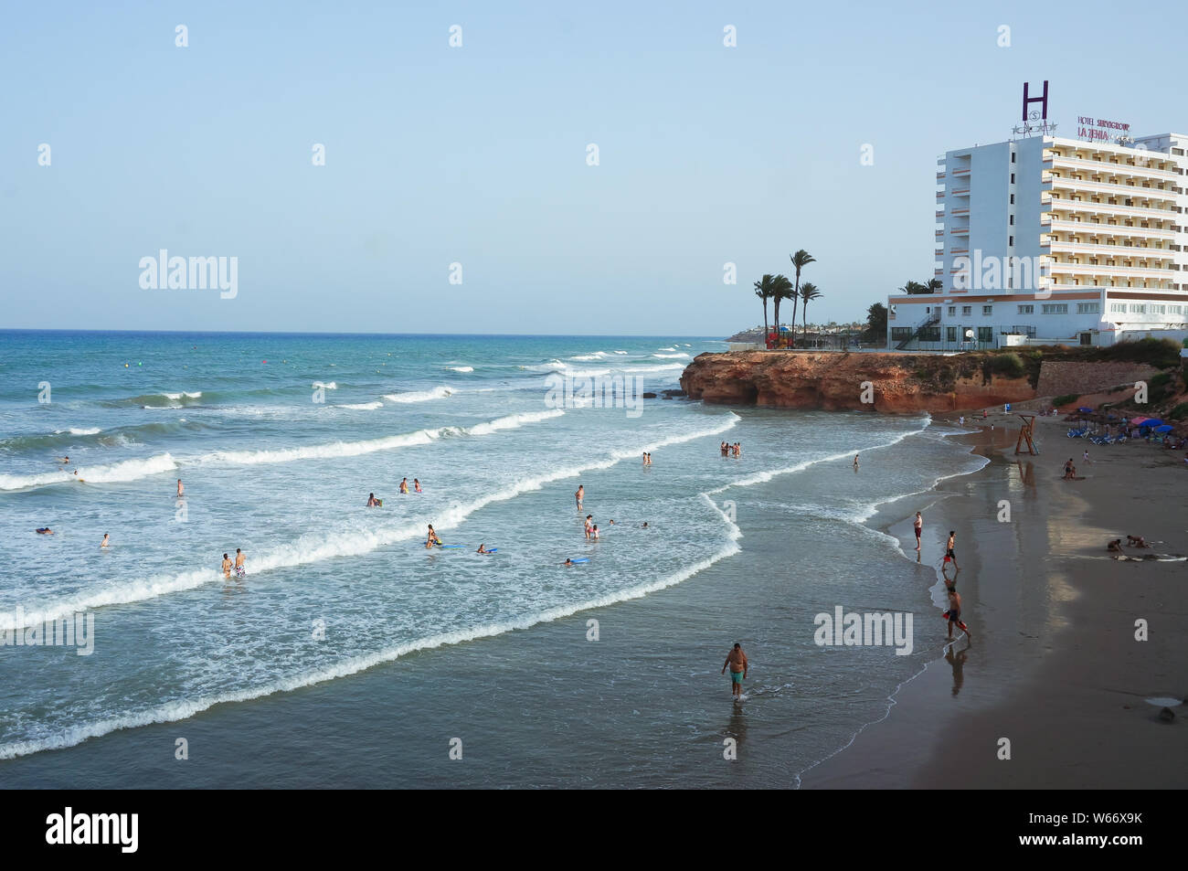 Orihuela Costa, ALicante, Spain - July 2019: View to La Zenia surfing ...