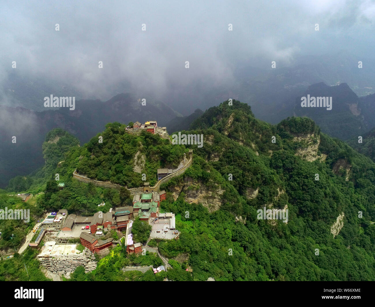 Aerial view of Wudang Mountain (Mount Wudang or Wudangshan Mountain ...
