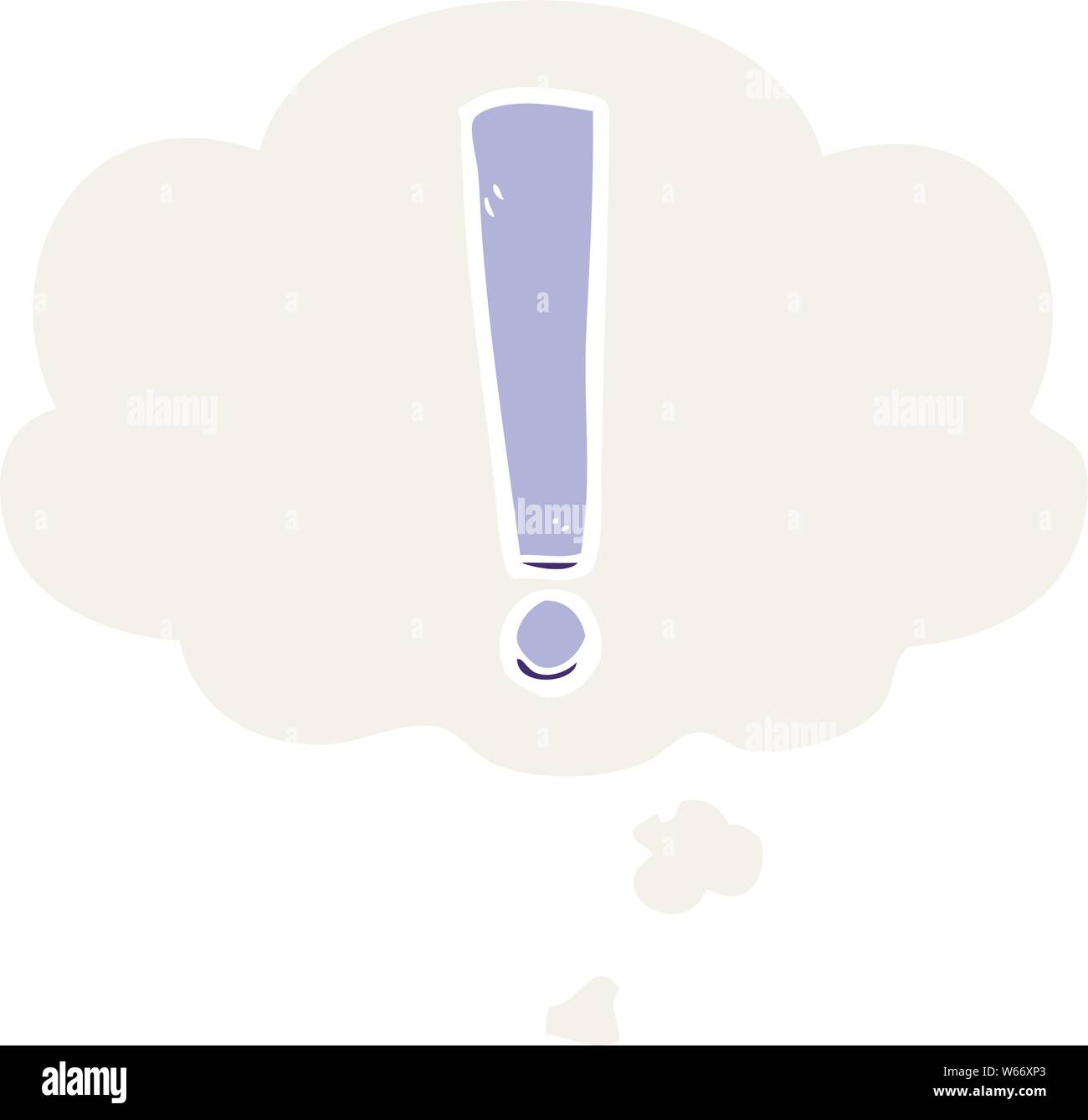 cartoon exclamation mark with thought bubble in retro style Stock ...