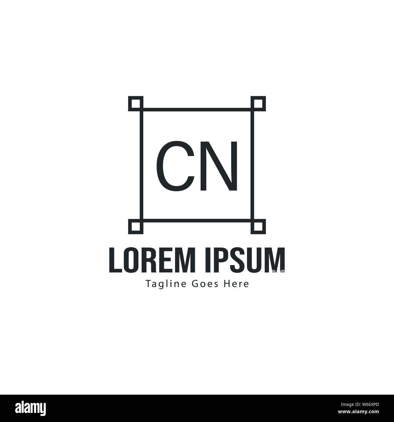 Initial CN logo template with modern frame. Minimalist CN letter logo ...
