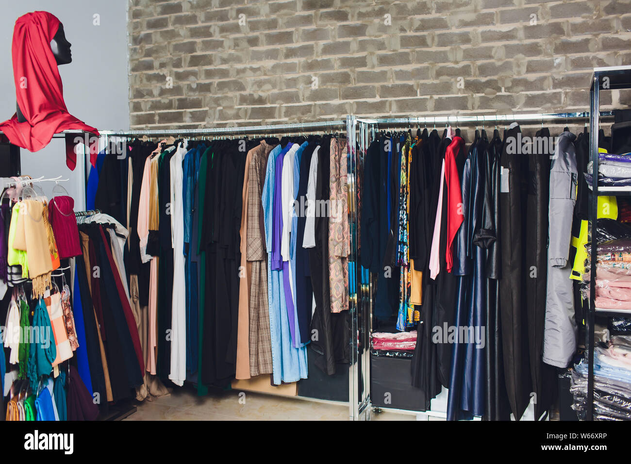 traditional muslim women dresses on display in a retail shop for the ...