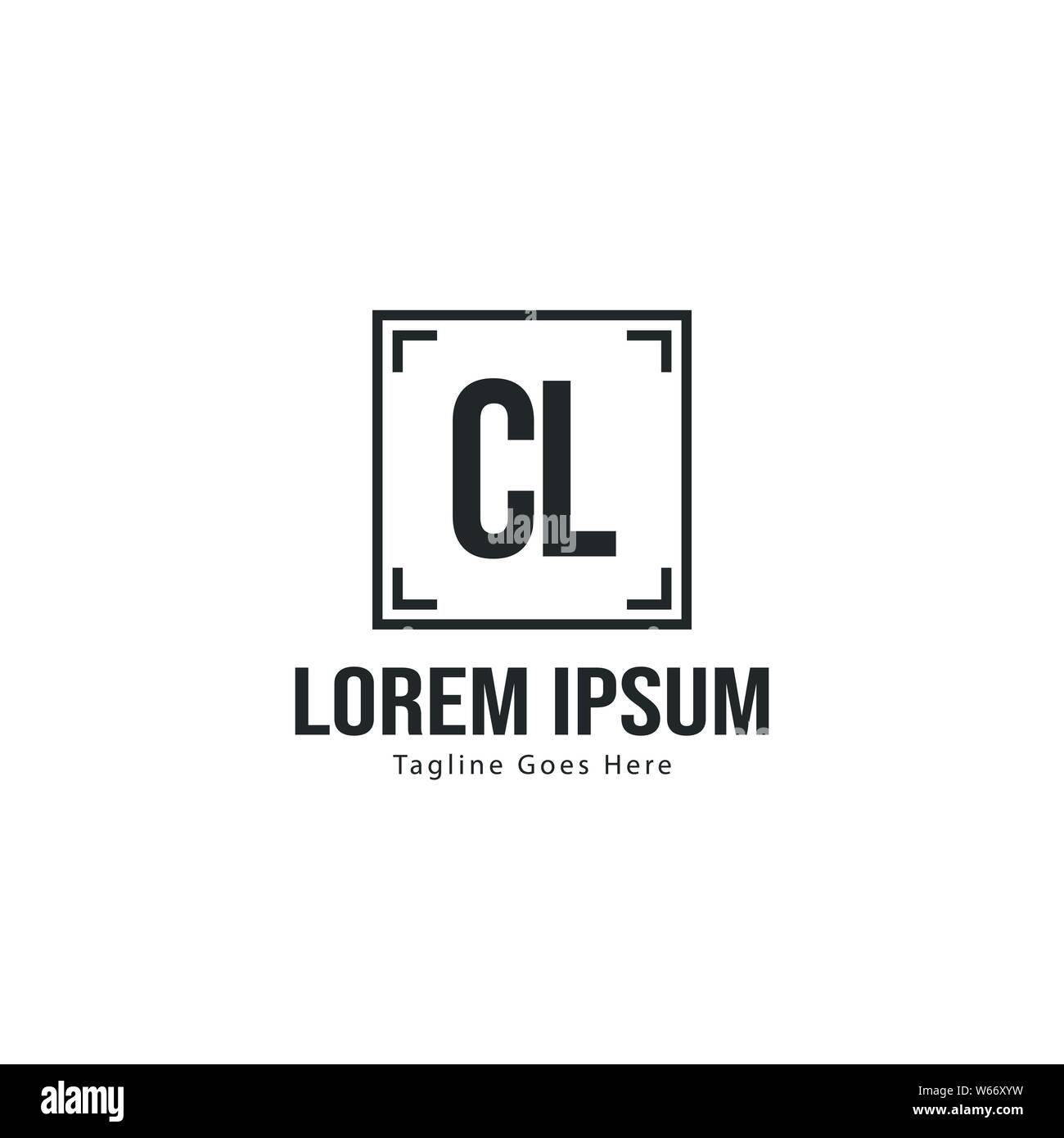 Initial CL logo template with modern frame. Minimalist CL letter logo ...