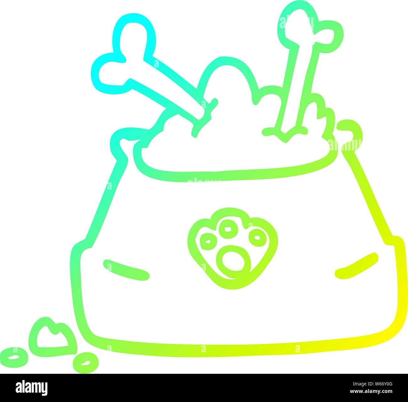 cold gradient line drawing of a cartoon pet bowl Stock Vector Image ...