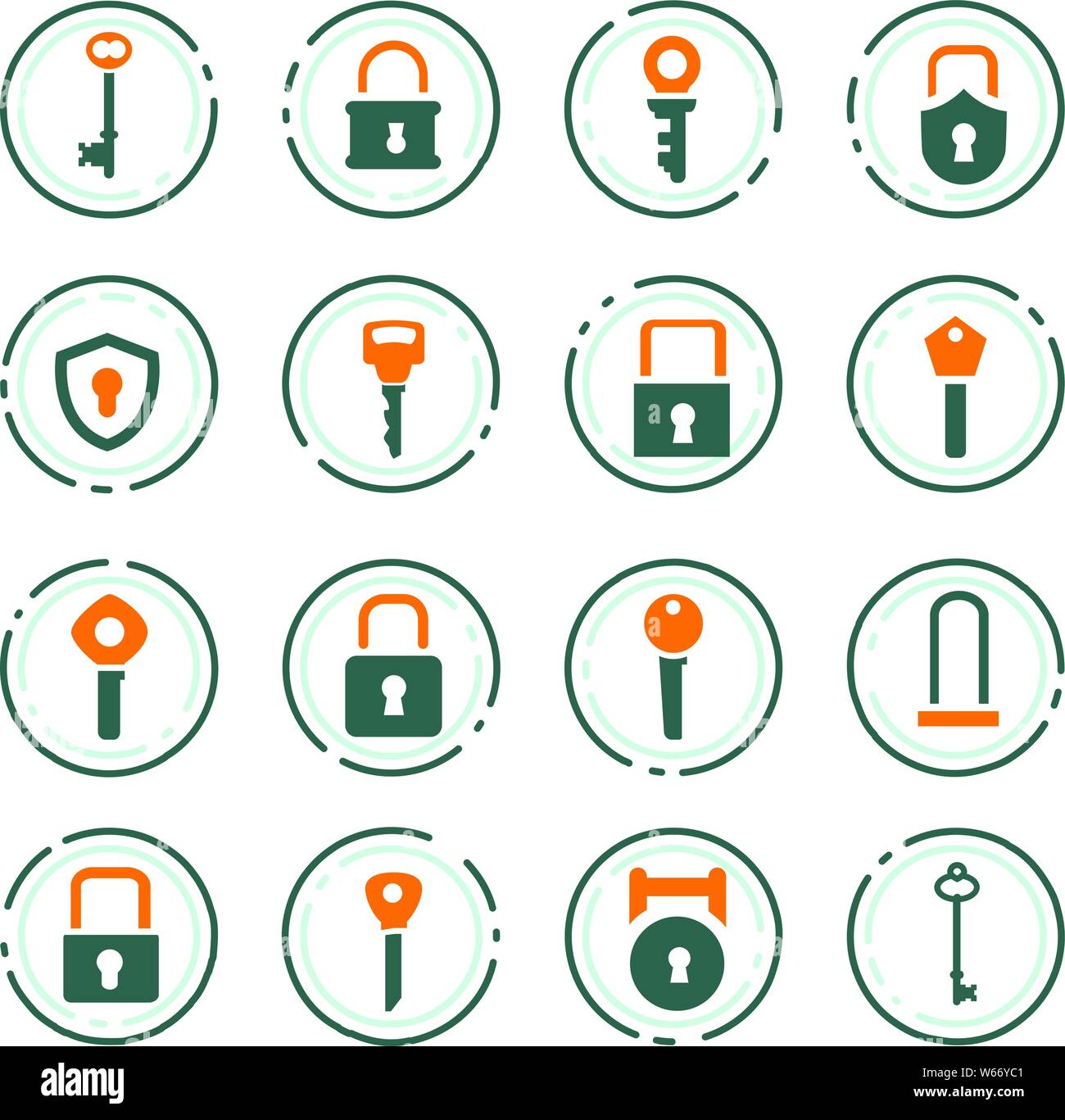 Lock and Key icon set for web sites and user interface Stock Vector ...