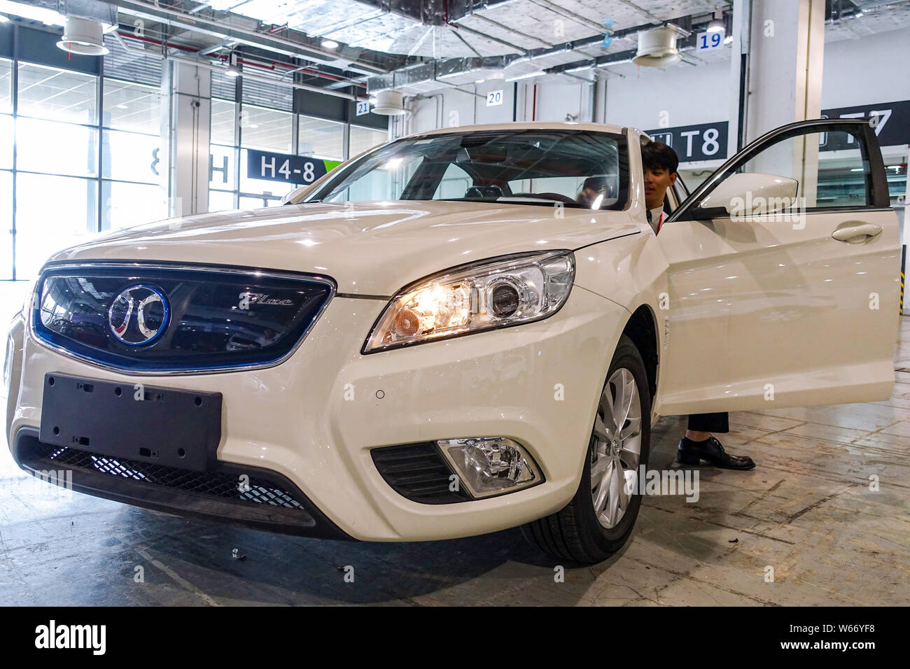 --FILE--An electric vehicle (EV) of Beijing Automotive Group (BAIC) is ...
