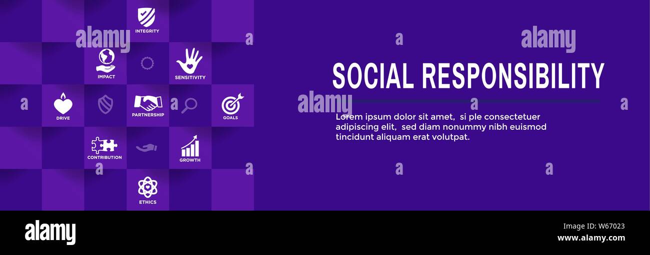 CSR-Corporate Social Responsibility Outline Icon Set and Web Header ...