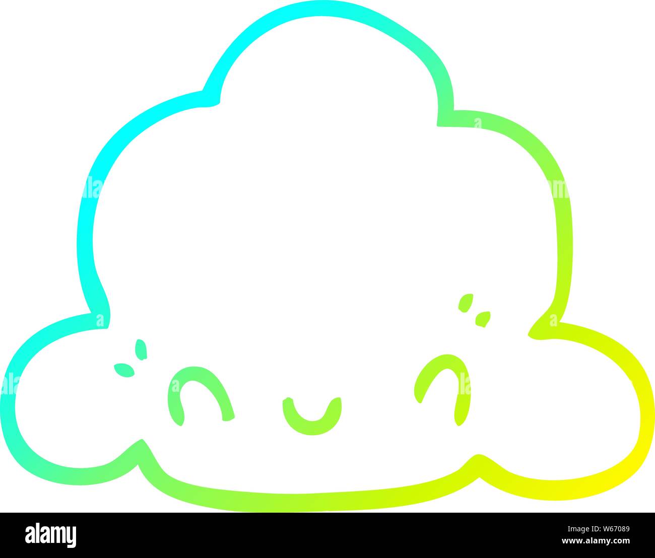cold gradient line drawing of a cartoon cloud Stock Vector Image & Art ...