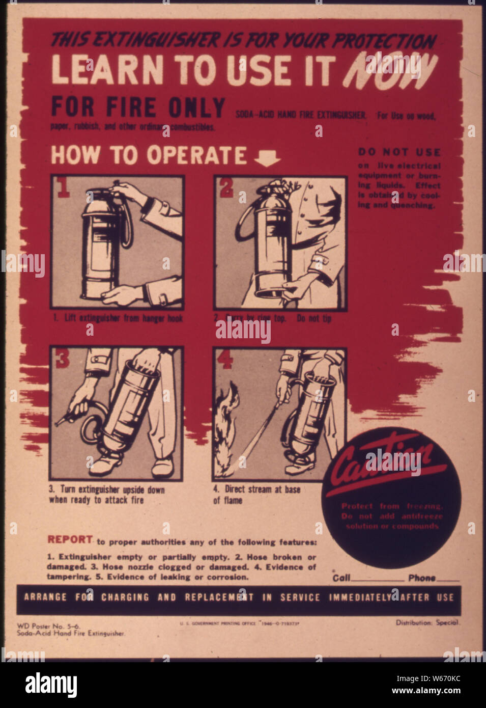 Learn to use it NOW-Soda Acid Hand Fire Extinguisher Stock Photo - Alamy