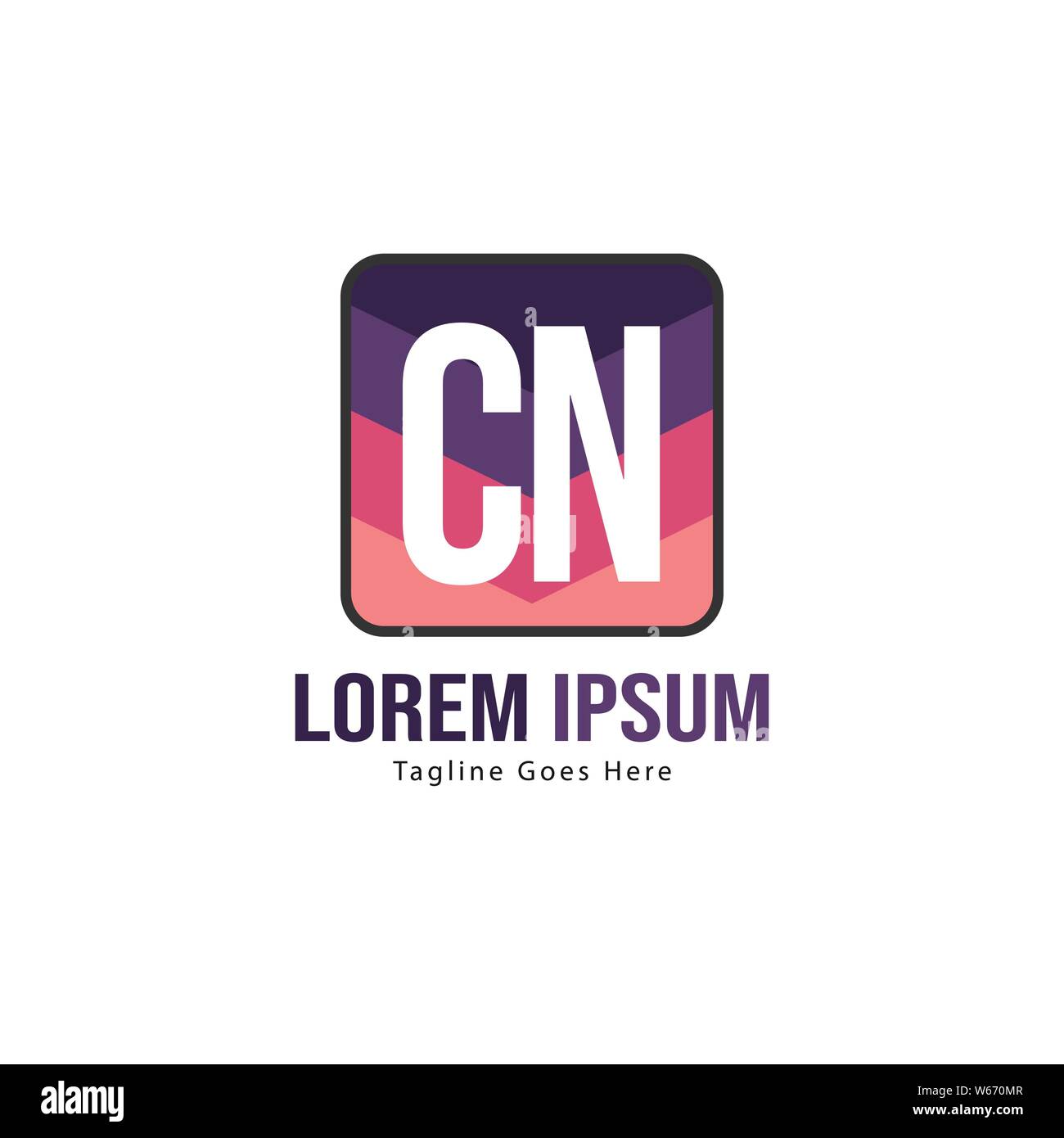 Initial CN logo template with modern frame. Minimalist CN letter logo ...