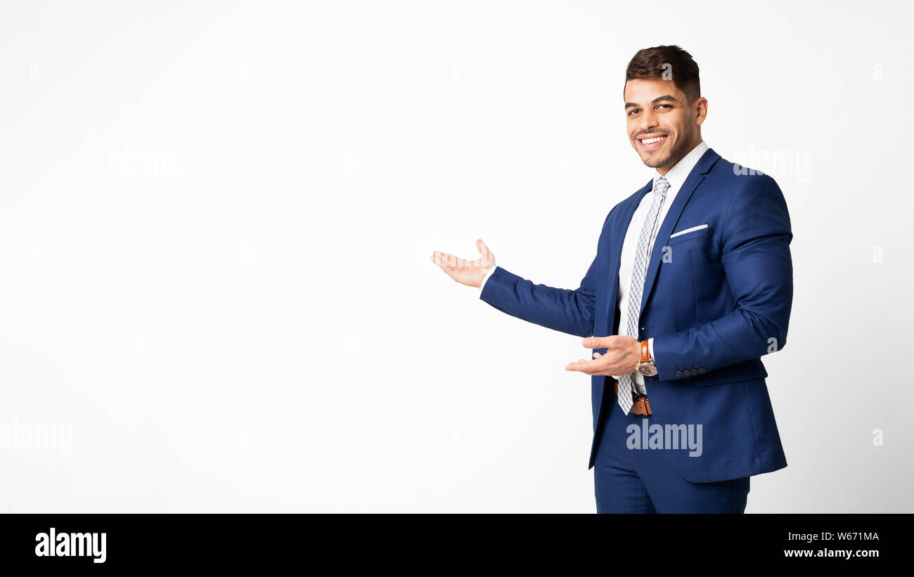 Man presenting isolated hi-res stock photography and images - Alamy