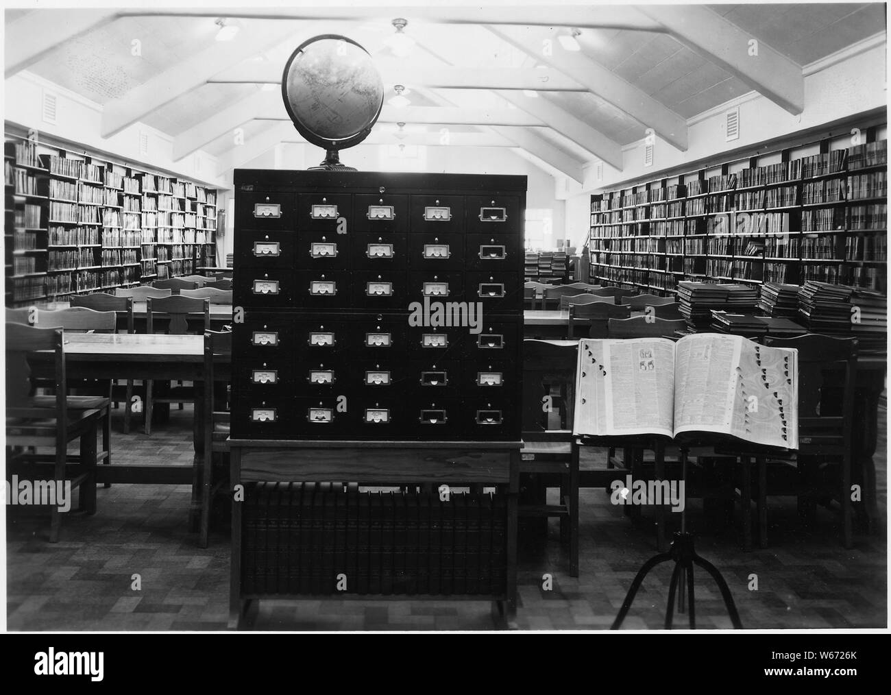 Library at prison looking toward rear of room; Scope and content: The ...