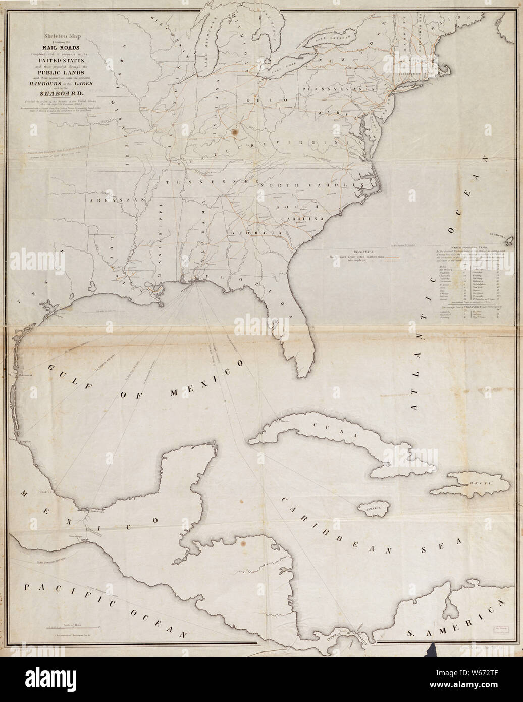 0011 Railroad Maps Skeleton map showing the Rail Roads completed and in ...
