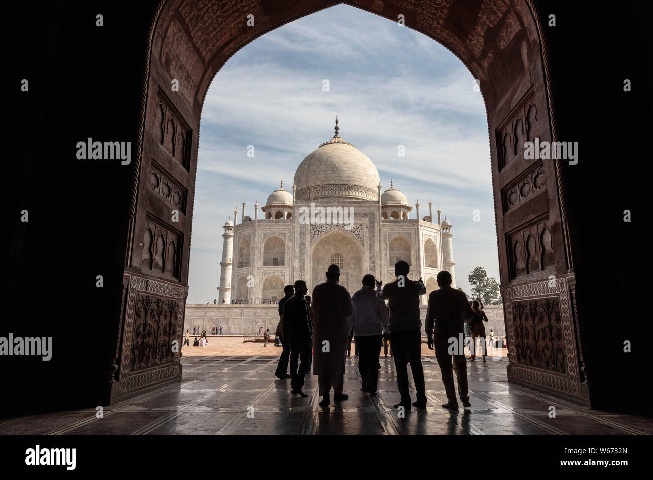 The majestic Taj Mahal from inside the Kau Ban Mosque, a place of ...