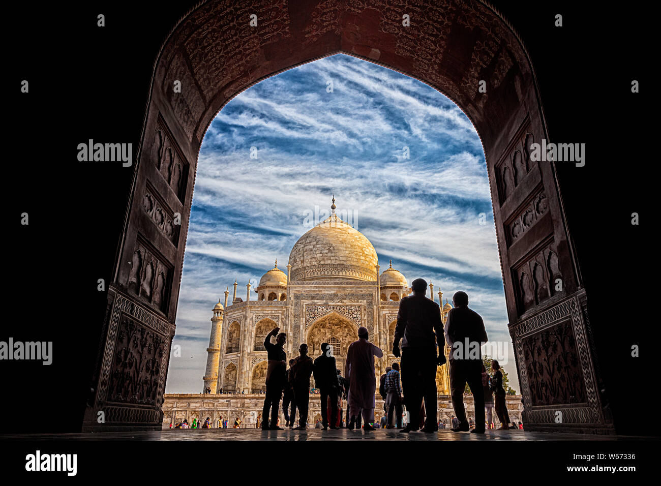 The majestic Taj Mahal from inside the Kau Ban Mosque, a place of ...