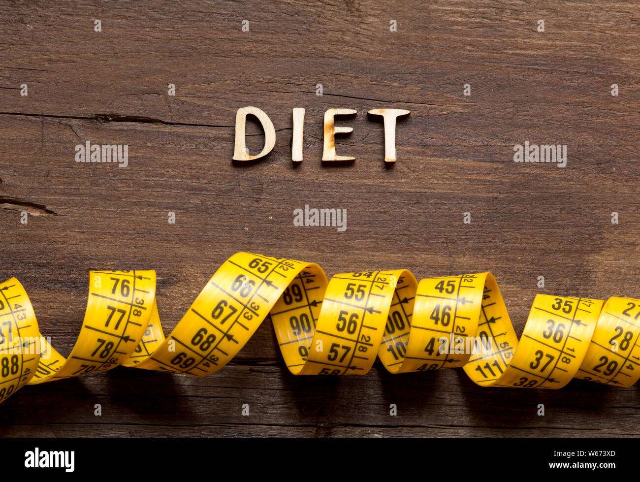 The word of Diet and measuring type on wooden background Stock Photo ...