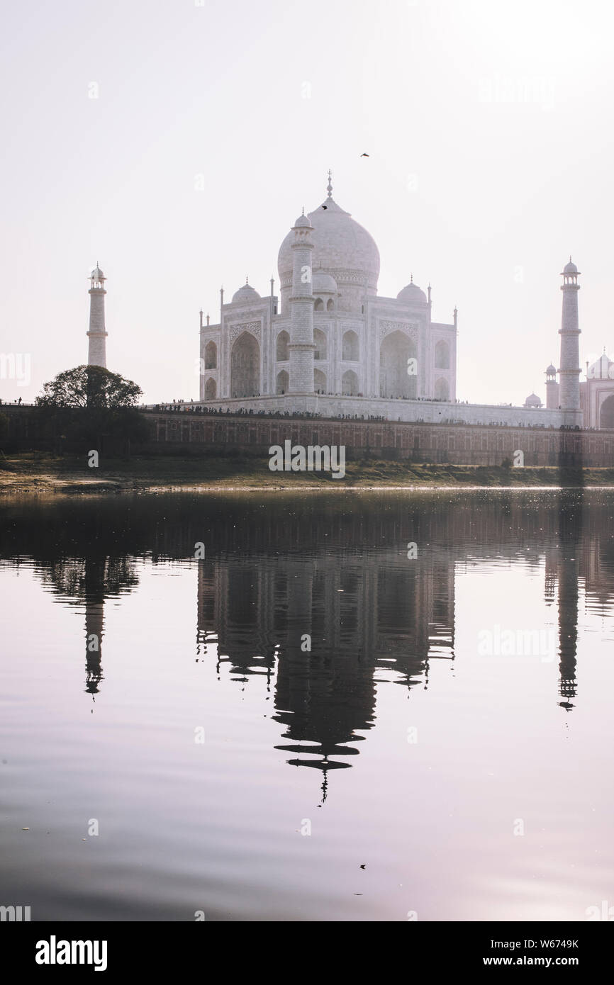 Taj Mahal and the Yamuna River in Agra, Uttar Pradesh, India Stock ...