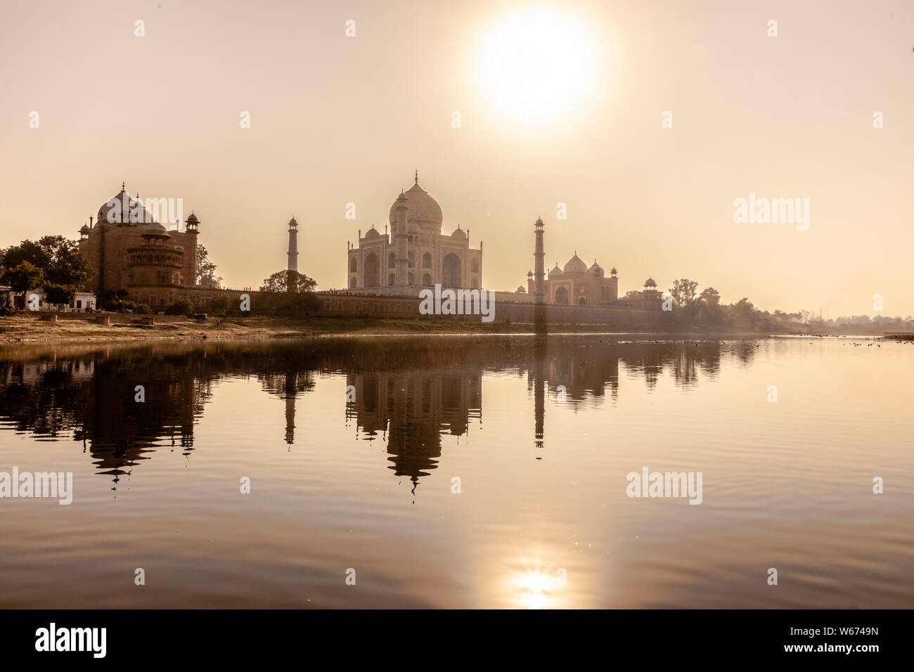 Taj Mahal and the Yamuna River in Agra, Uttar Pradesh, India Stock ...