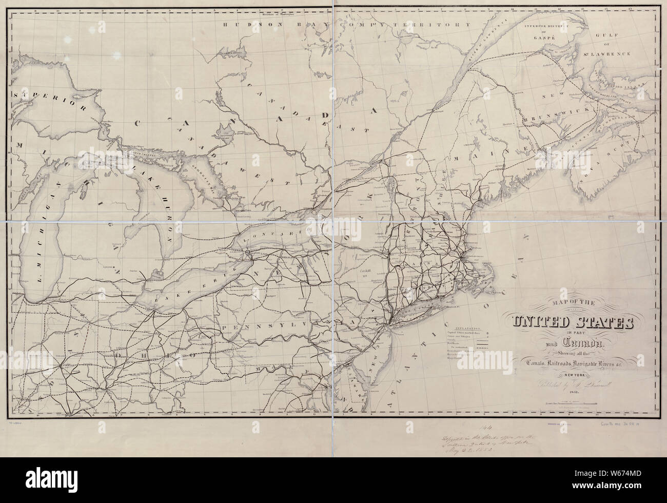 0017 Railroad Maps Map of the United States in part and Canada showing ...