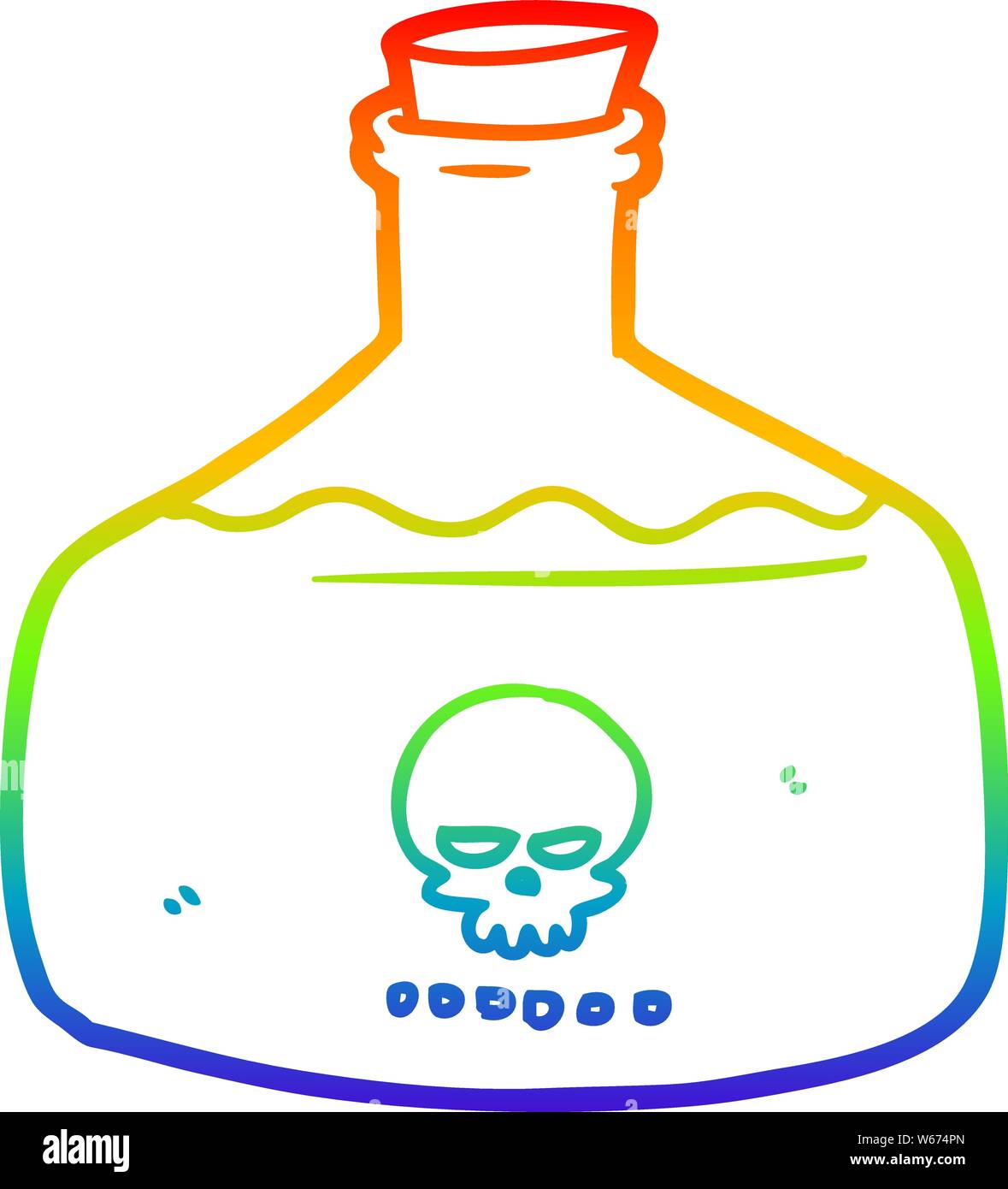 rainbow gradient line drawing of a cartoon vial of assassin poison ...