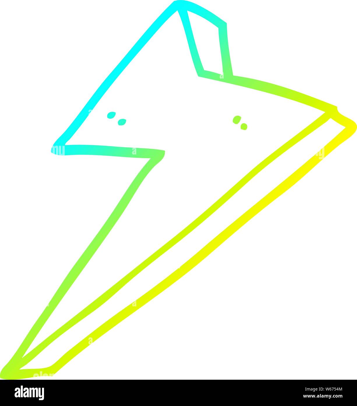 cold gradient line drawing of a cartoon lightning Stock Vector Image ...