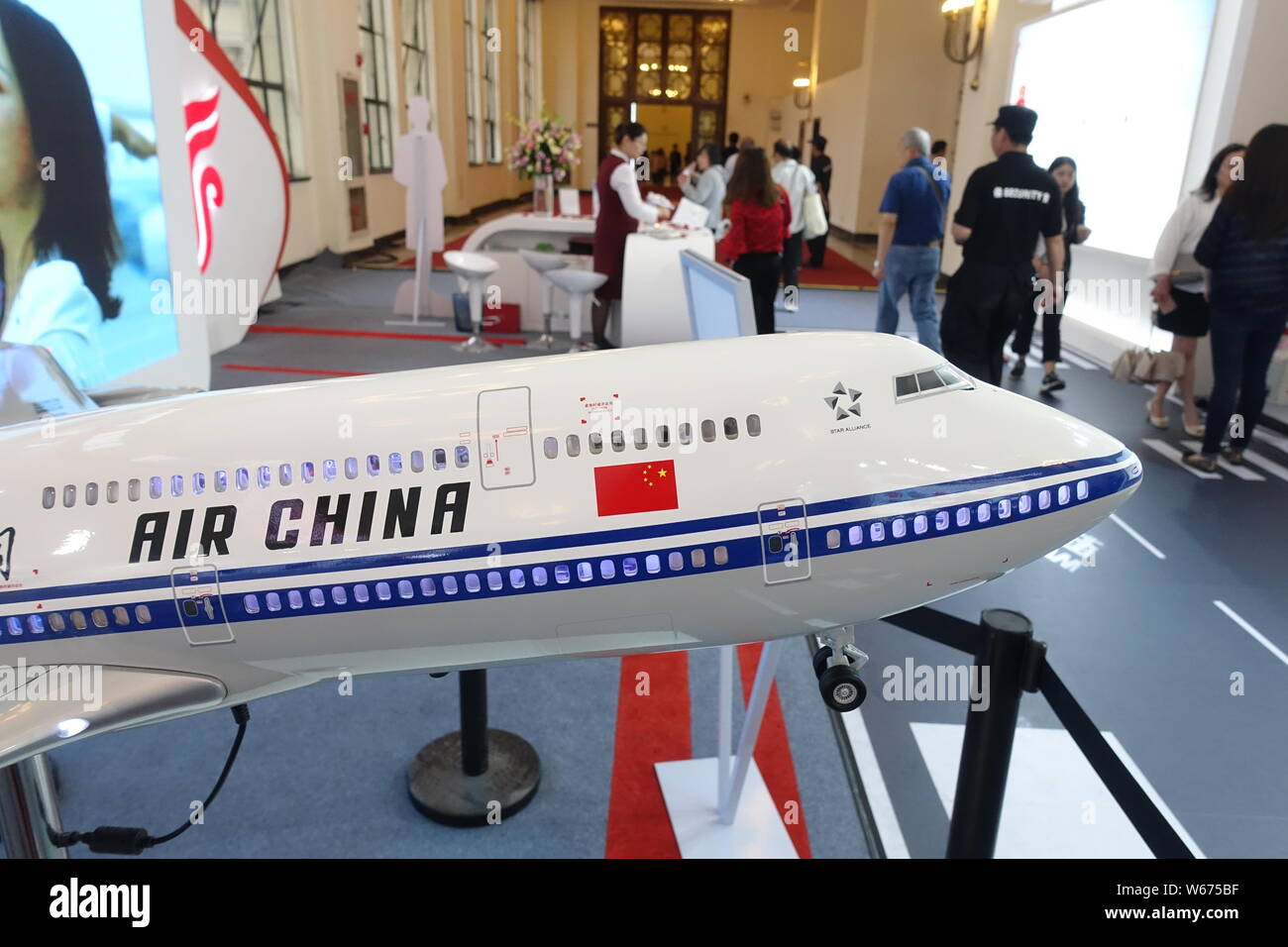 --FILE--A model plane of Air China is on display during an exhibition ...