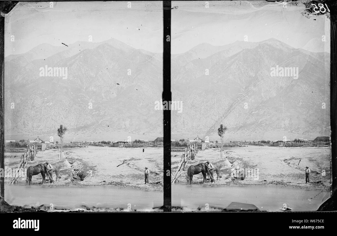 MORMON VILLAGE OF MONA BELOW FOOTHILLS OF NEBO PEAK OR MOUNT NEBO, FROM ...