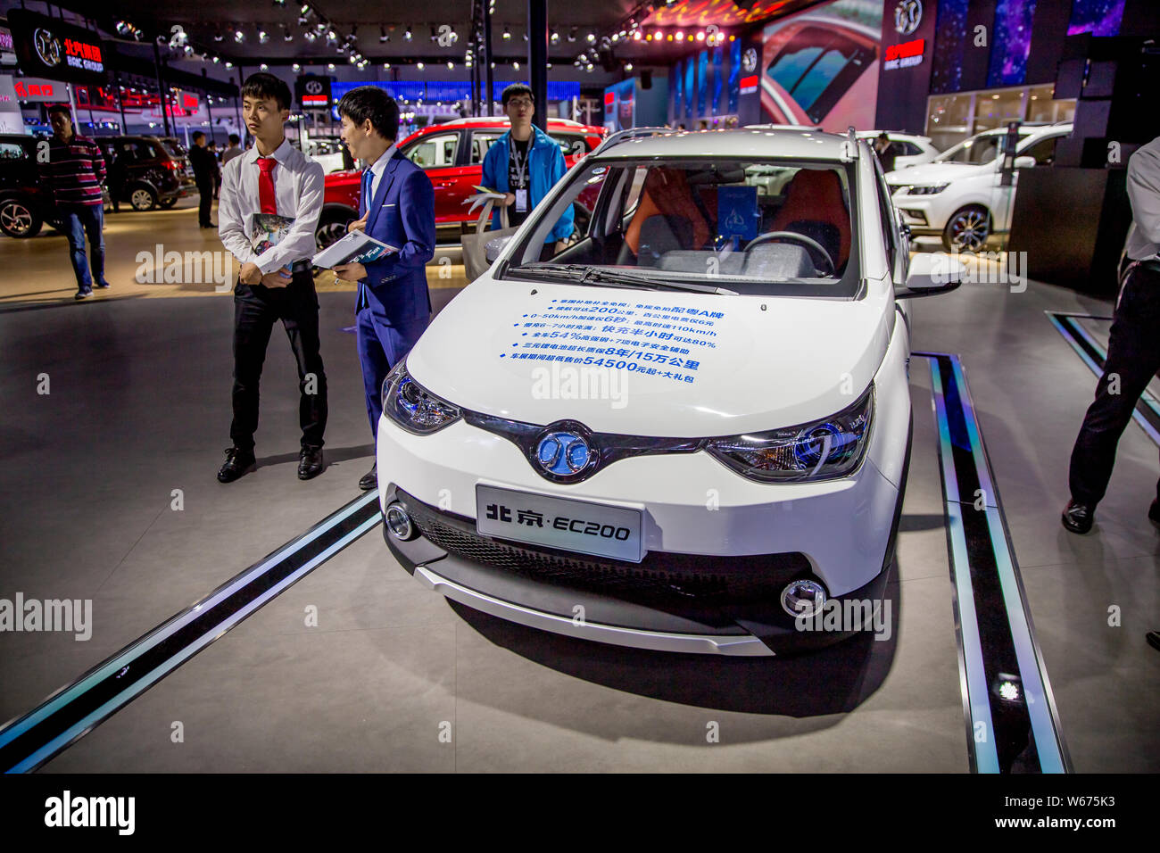--FILE--A EC200 electric vehicle (EV) of BAIC BJEV is on display during ...