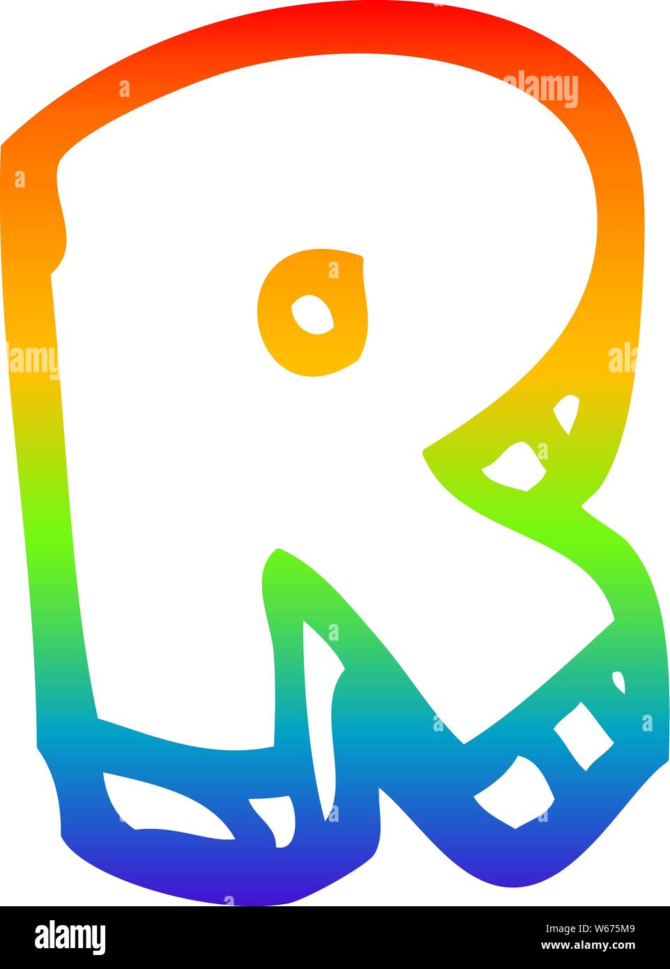 rainbow gradient line drawing of a cartoon letter r Stock Vector Image ...