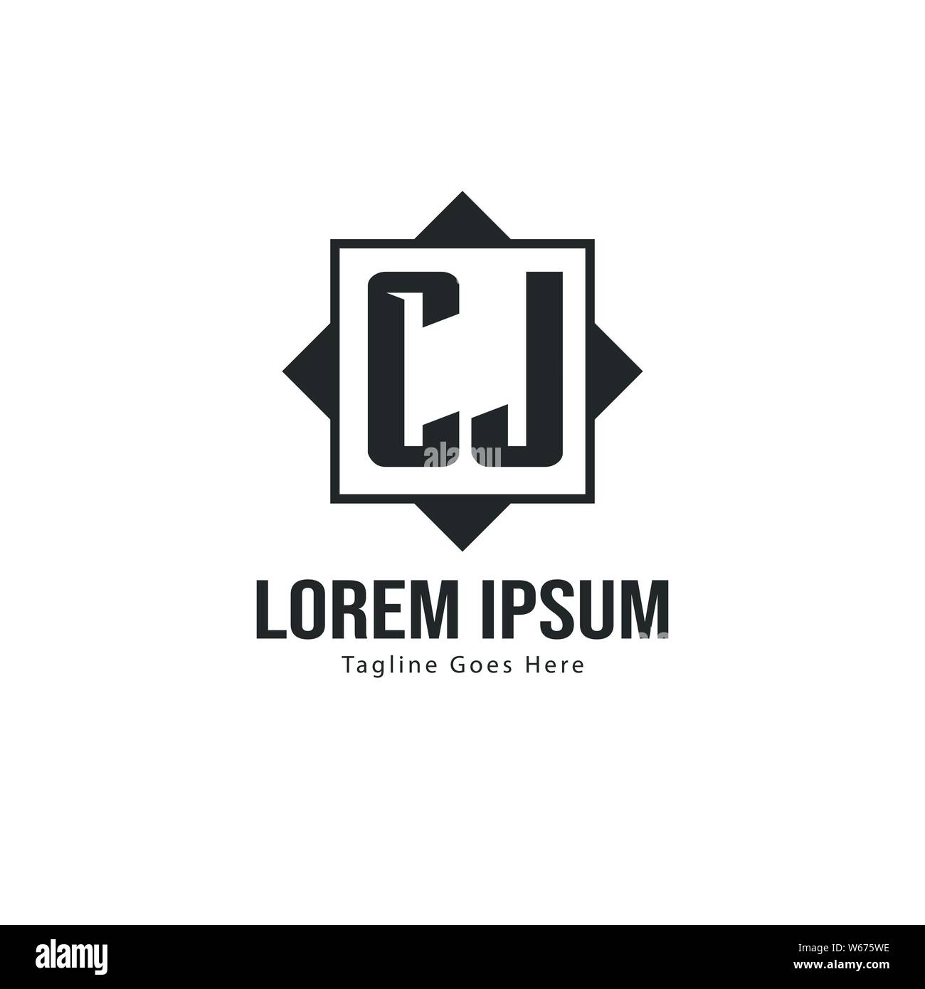 Initial CJ logo template with modern frame. Minimalist CJ letter logo ...