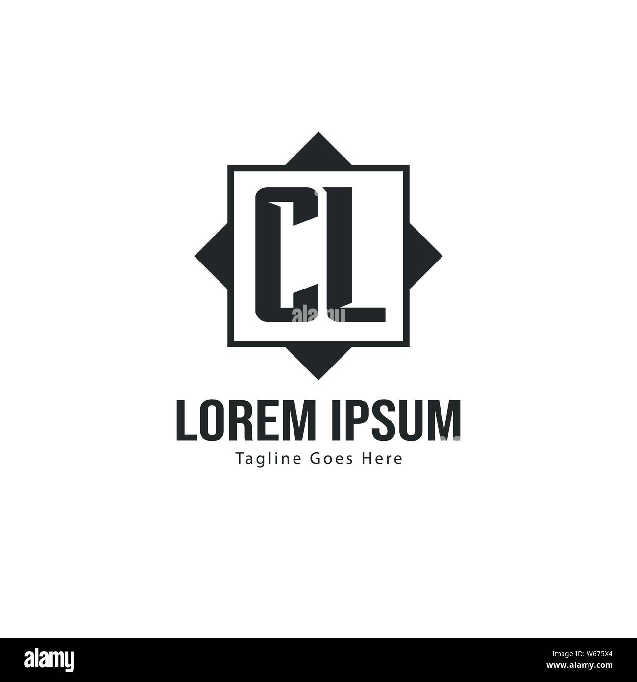 Initial CL logo template with modern frame. Minimalist CL letter logo ...
