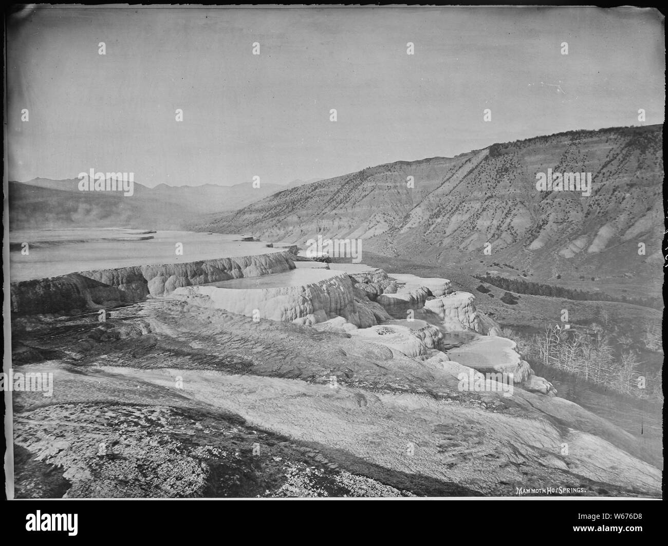 Mammoth Hot Springs, Jupiter Terrace from above. Yellowstone Stock ...