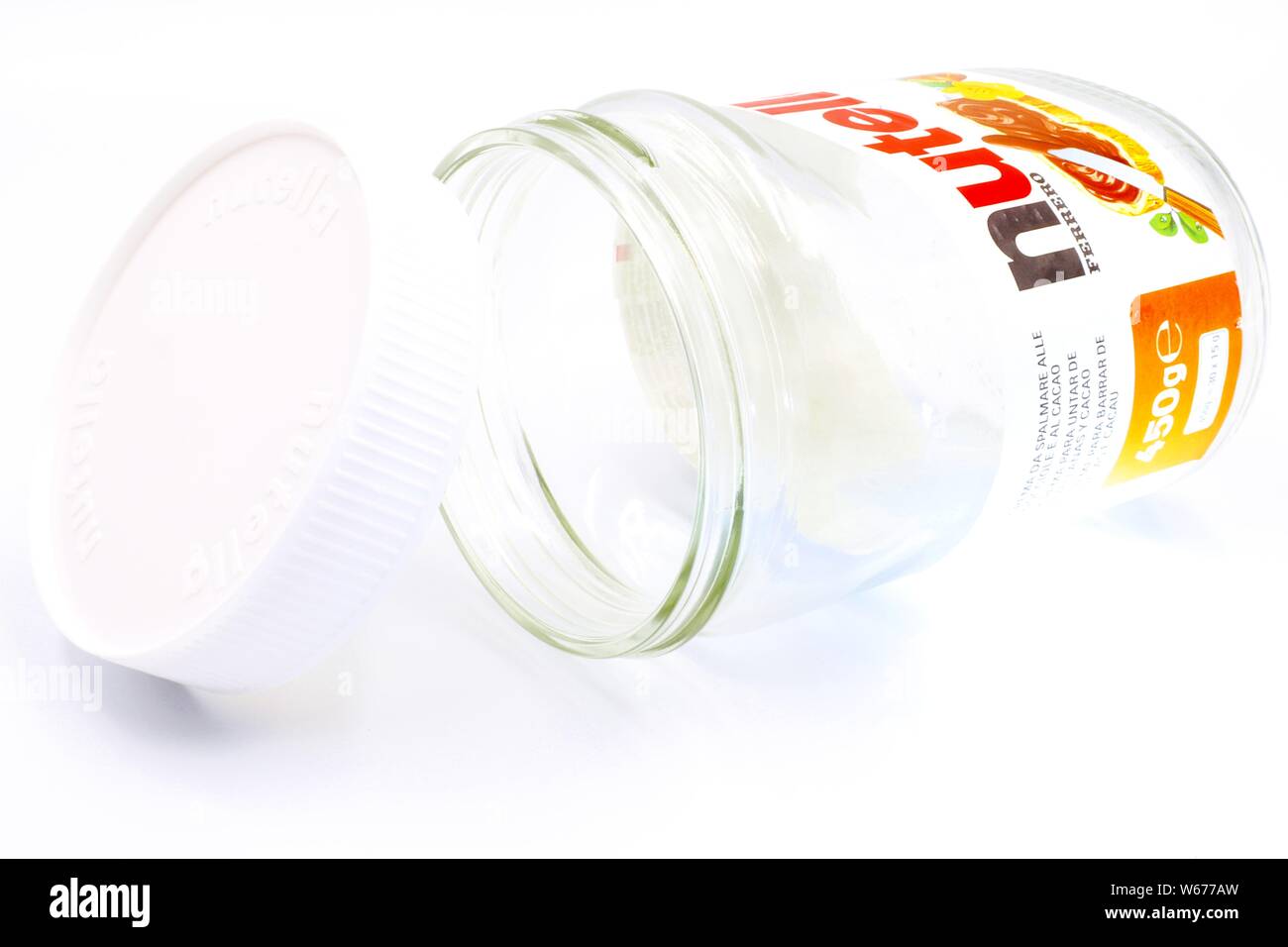 NUTELLA jar, Hazelnut Spread with Cocoa produced by Ferrero Stock Photo ...