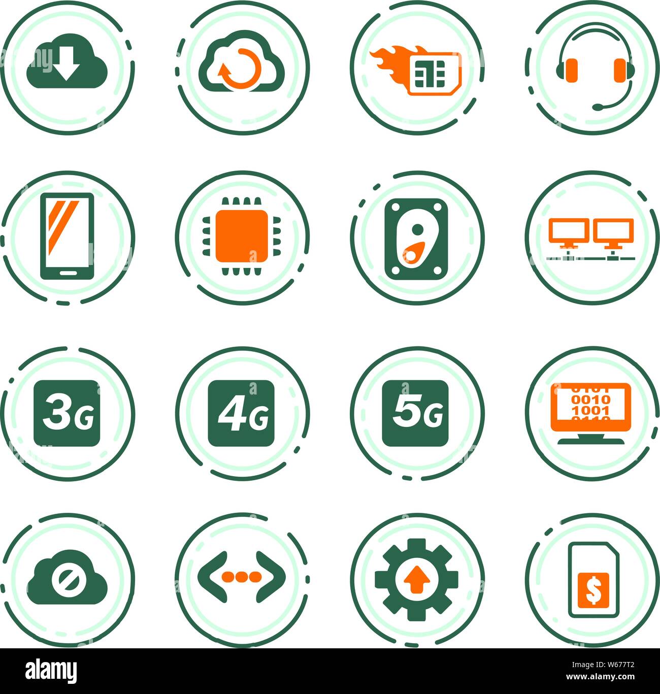 Mobile connection color vector icons for user interface design Stock ...