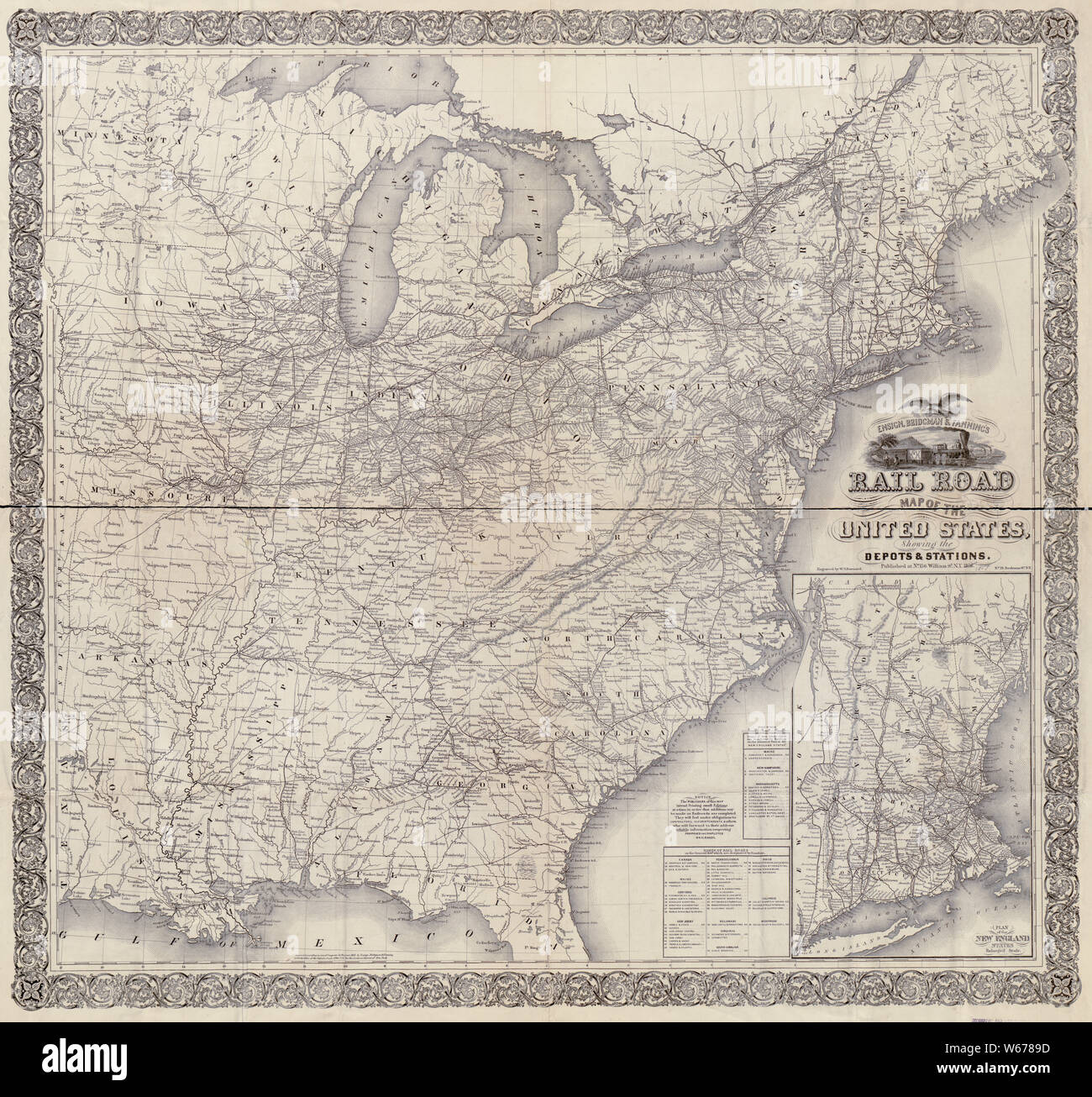 0025 Railroad Maps Rail road map of the United States showing the ...