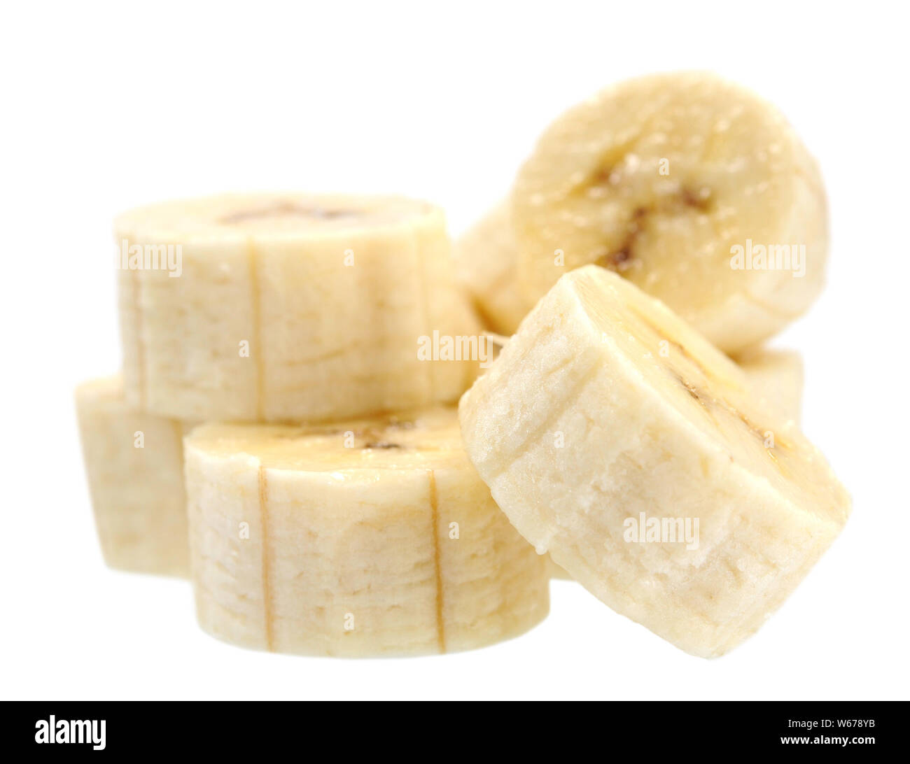 a group Sliced banana isolated on white Stock Photo - Alamy