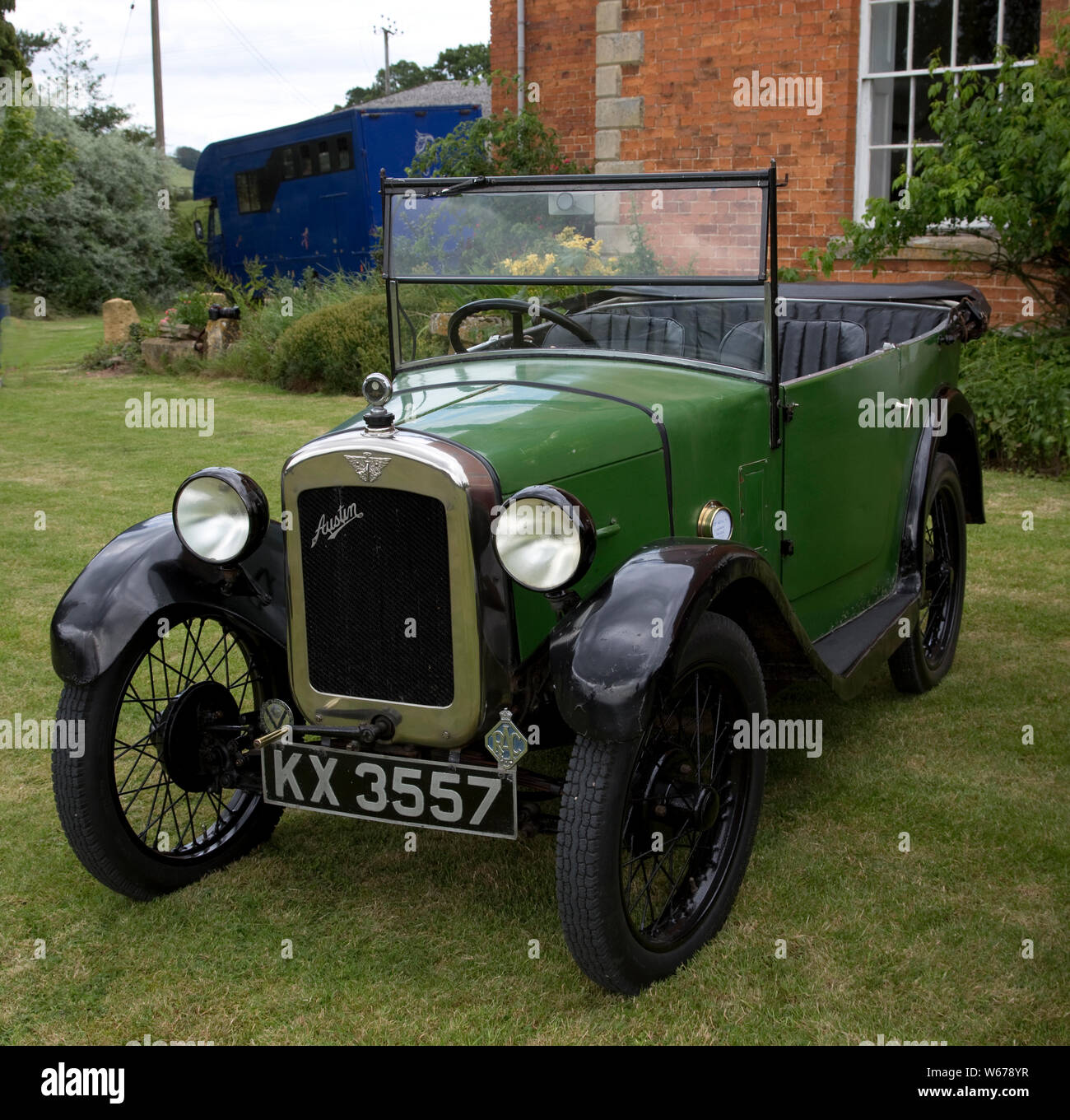 1929 green Austin Seven vintage Chummy parked on lawn, Mickleton Wood ...