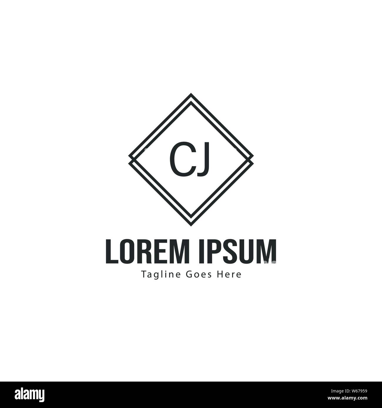 Initial CJ logo template with modern frame. Minimalist CJ letter logo ...