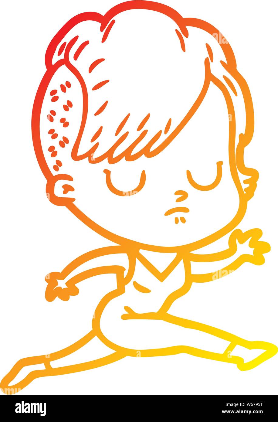 warm gradient line drawing of a cartoon woman Stock Vector Image & Art ...