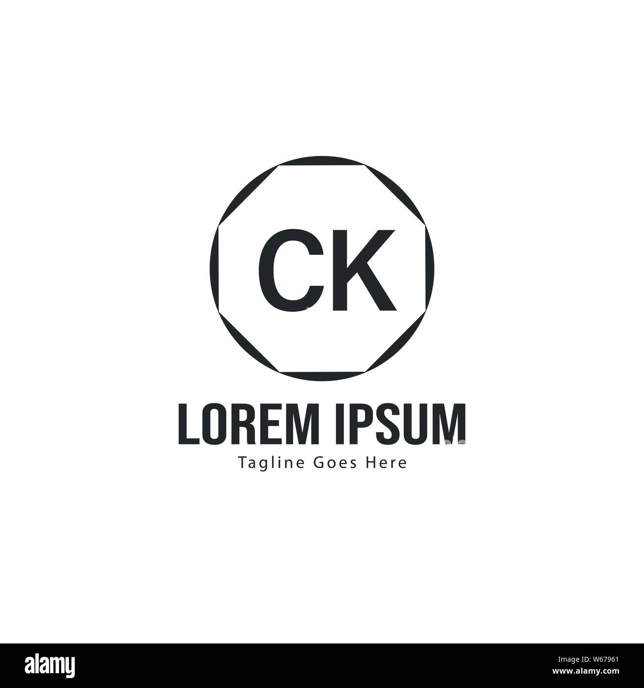 Initial CK logo template with modern frame. Minimalist CK letter logo ...