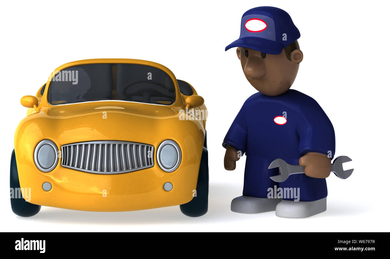 Fun mechanic - 3D Illustration Stock Photo - Alamy