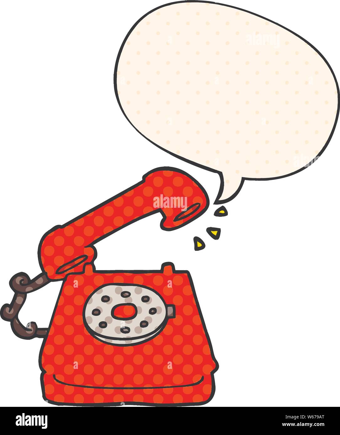 cartoon old telephone with speech bubble in comic book style Stock ...