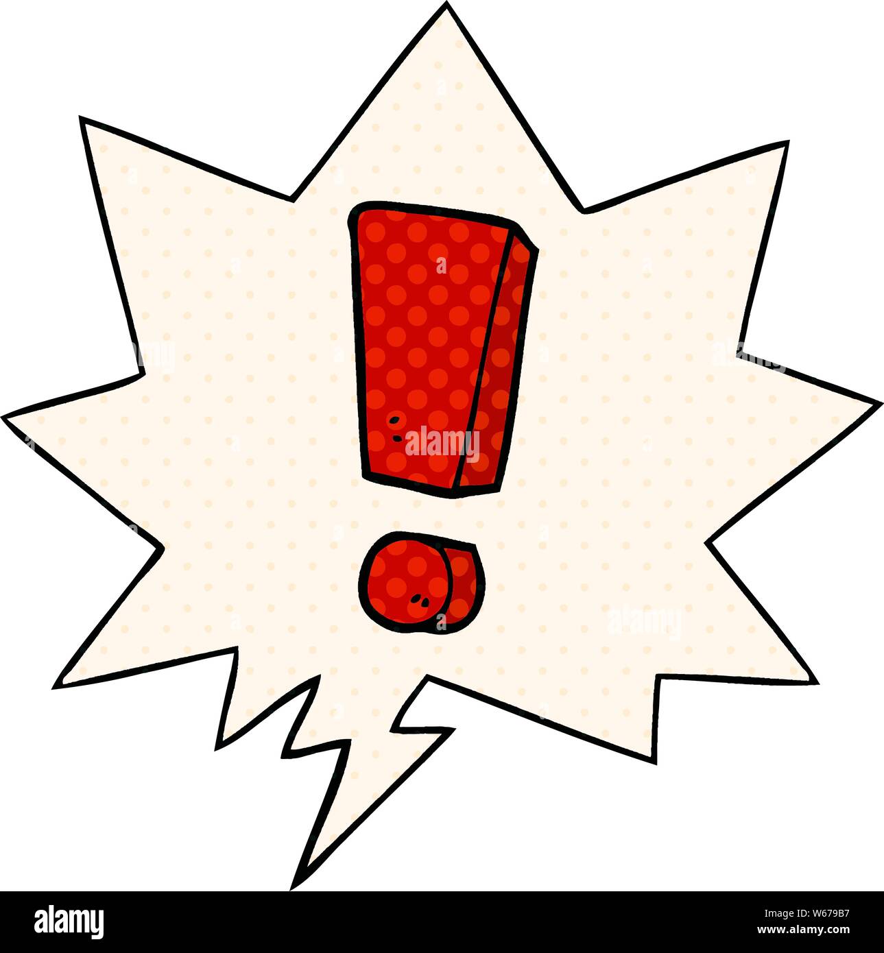 cartoon exclamation mark with speech bubble in comic book style Stock ...