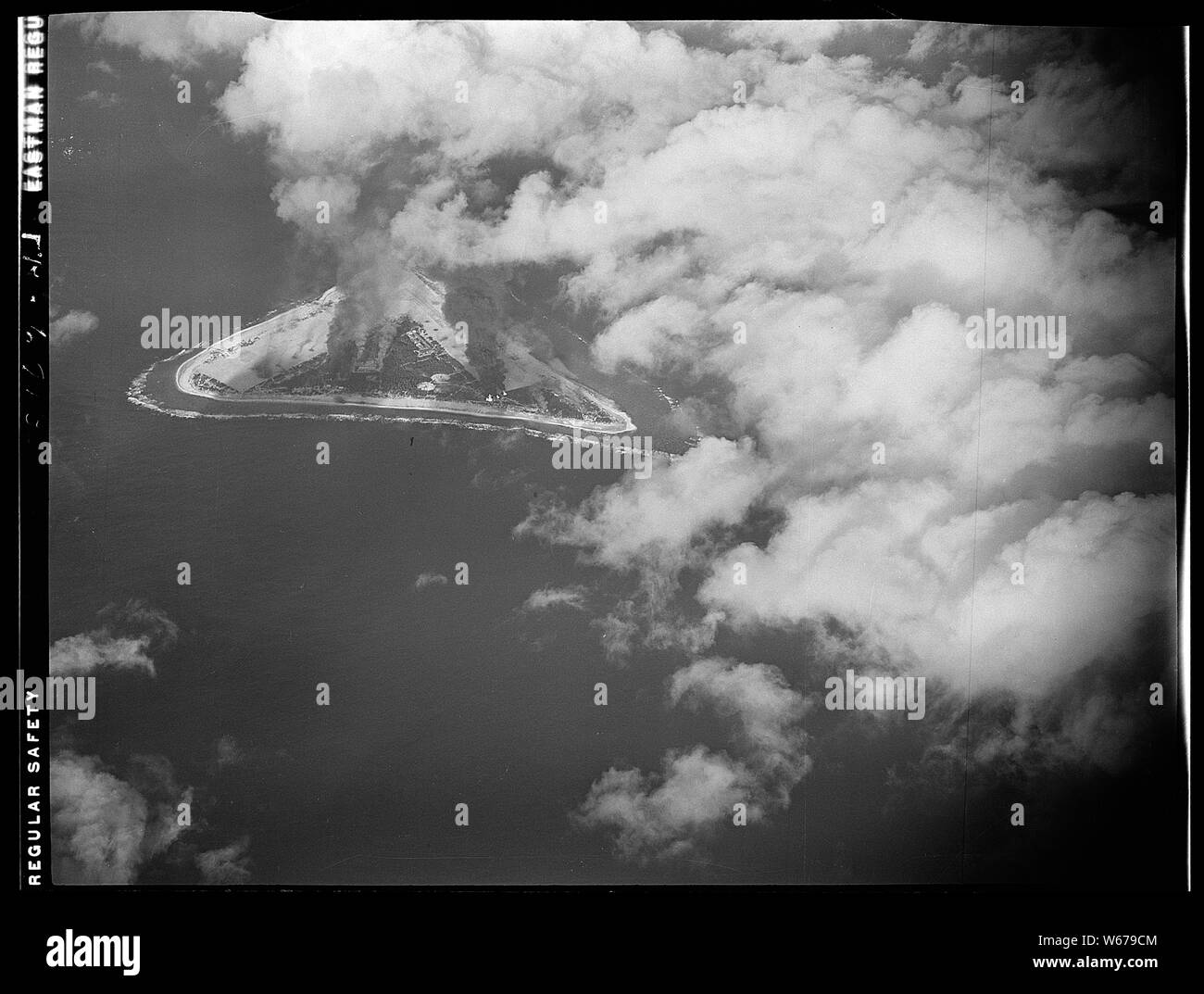 Marcus Island goes up in smoke and flames after raid by planes from USS ...