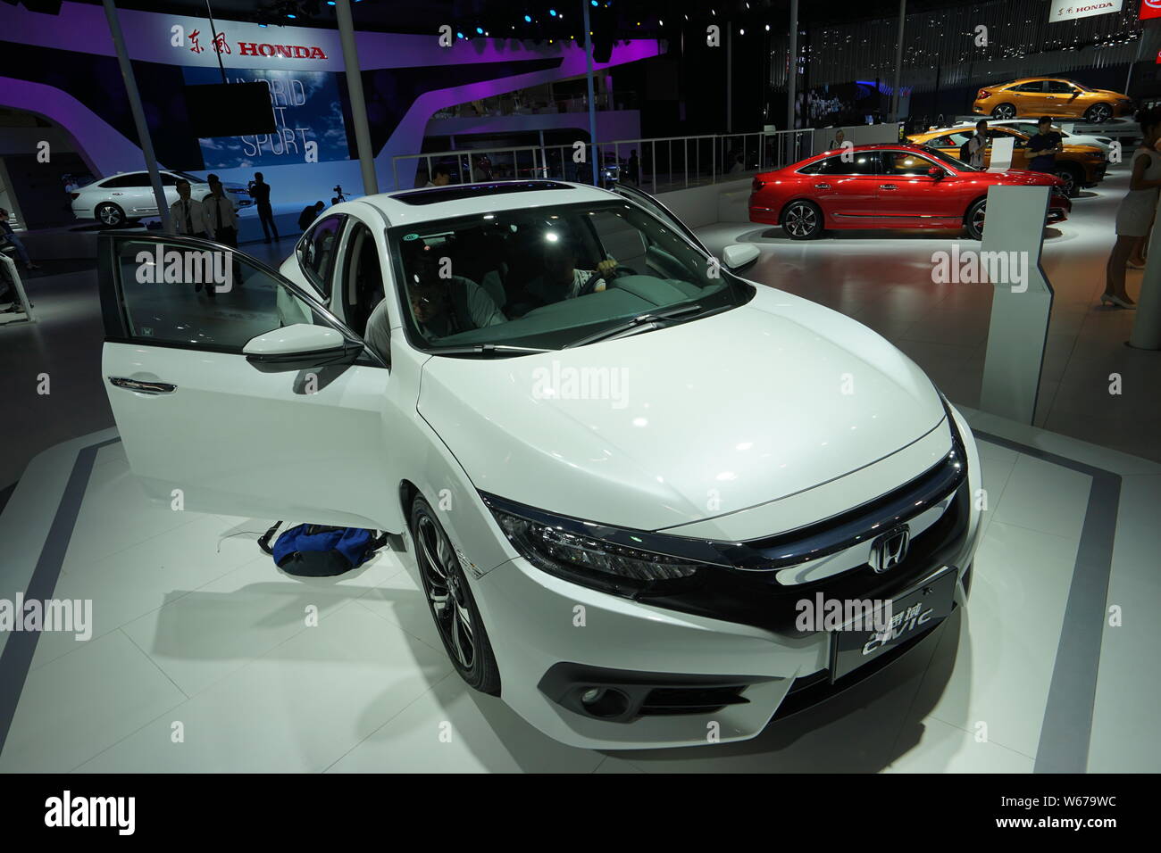 --FILE--A Honda Civic is on display during the 14th China (Guangzhou ...