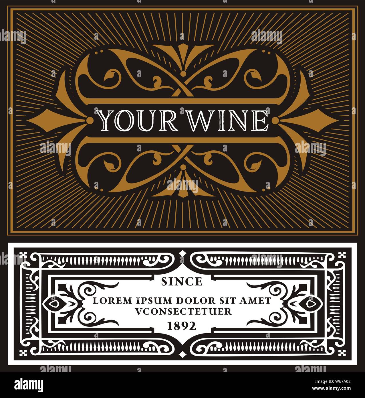 Vintage wine label with floral frame. Vector layered Stock Vector Image ...
