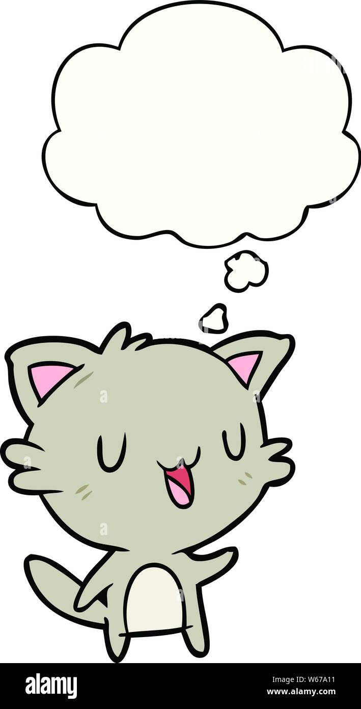 cartoon happy cat with thought bubble Stock Vector Image & Art - Alamy