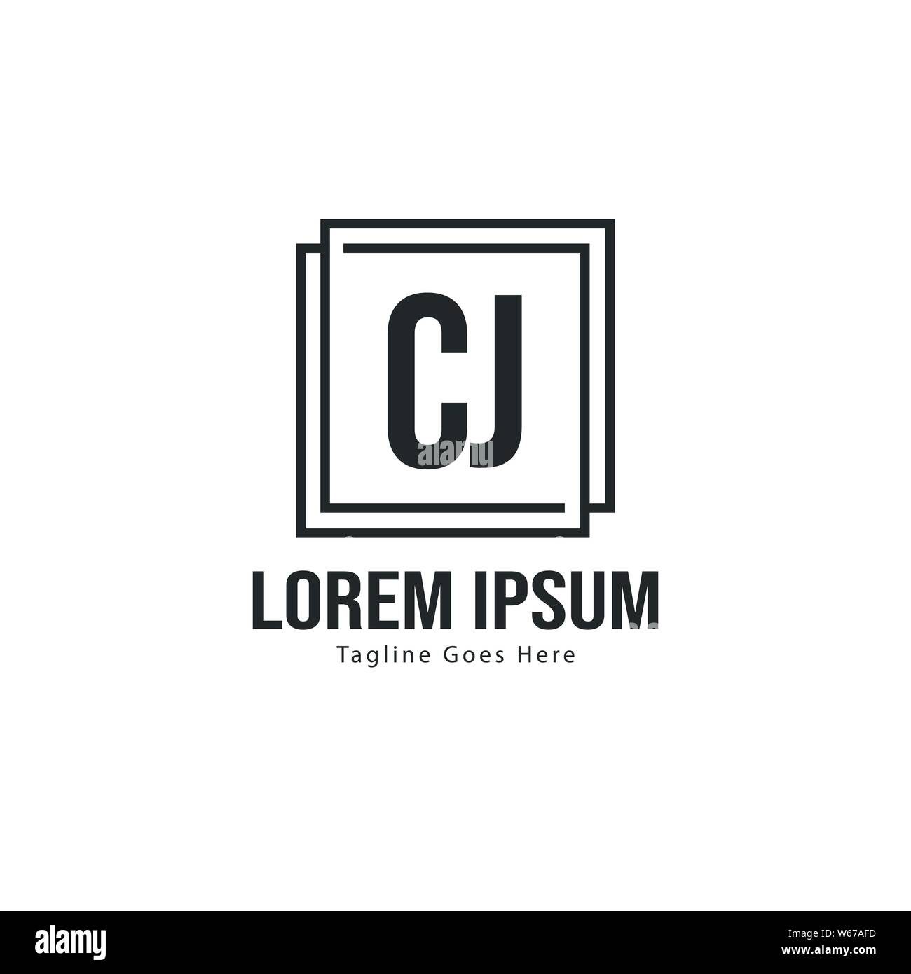Initial CJ logo template with modern frame. Minimalist CJ letter logo ...